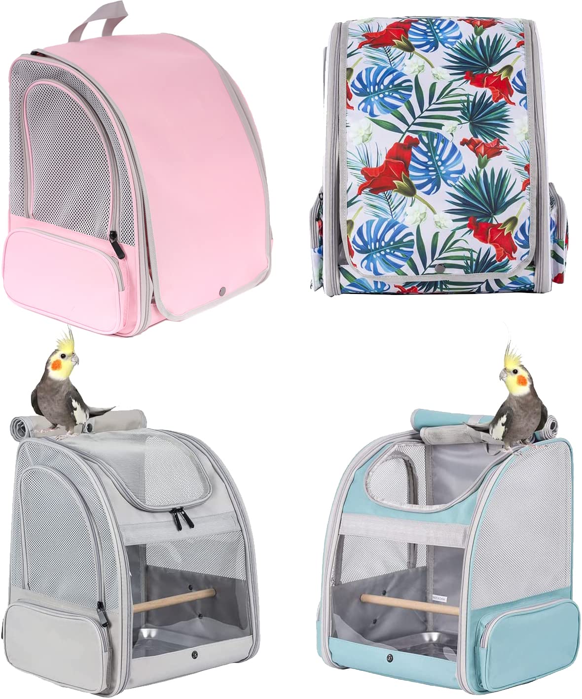 ORIZZP Bird Travel Carrier with Stand Perch, Breathable Bird Carrier Cage Parrot Carrier for Hiking, Airline Approved