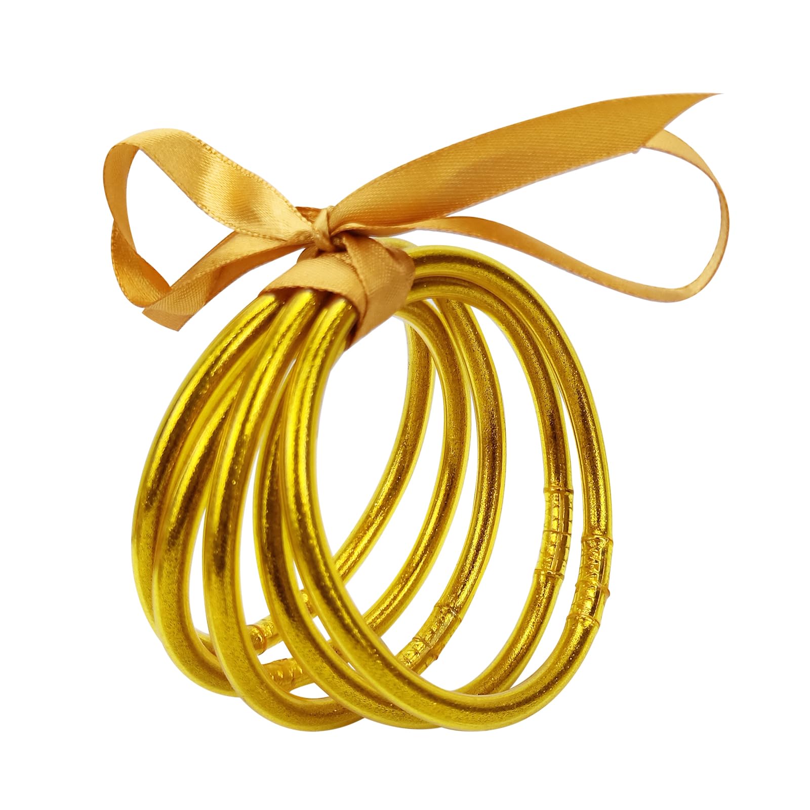 YBMYCM 5PCS Glitter Jelly Bangles Bracelets Set for Women Glitter Filled Jelly Silicone Bracelets