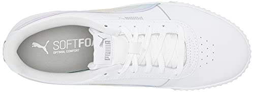 Puma Women's Carina Sneaker, L Prismatic White-Silver, 8