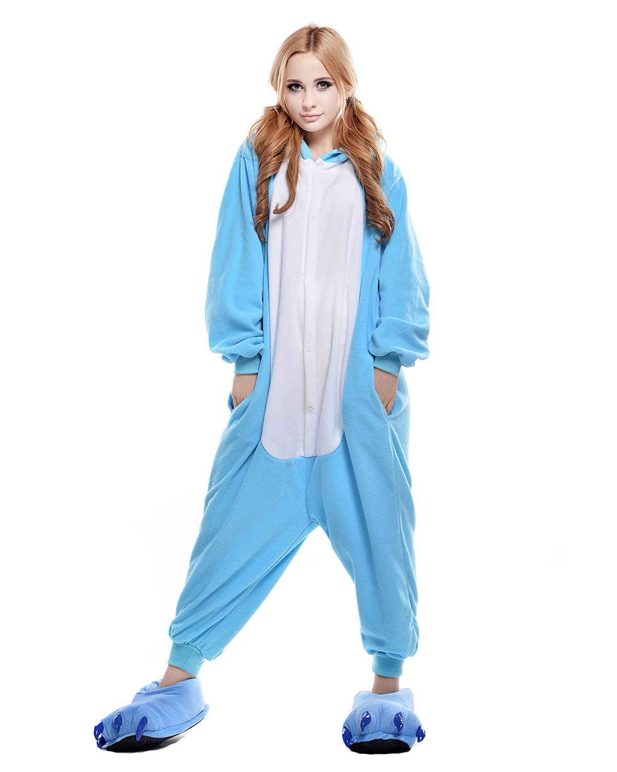 Newcosplay Adult Anime Unisex Pyjamas Halloween Onesie Costume (XL, Hippo)