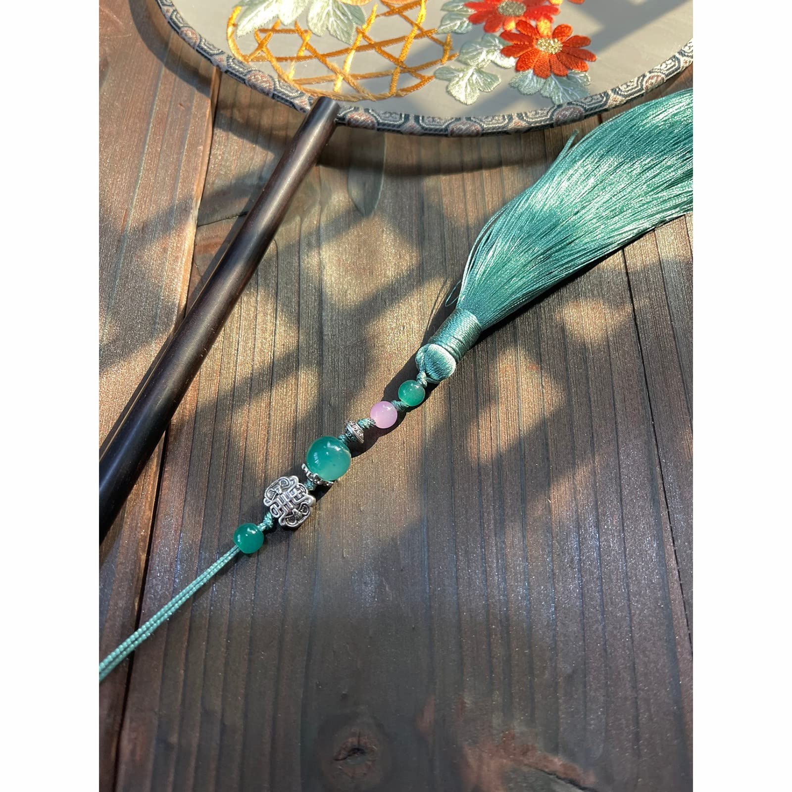 XELDEC Round Embroidery Hand Fan Palace Fan Cheongsam Hanfu Fan Chinese Style Gift