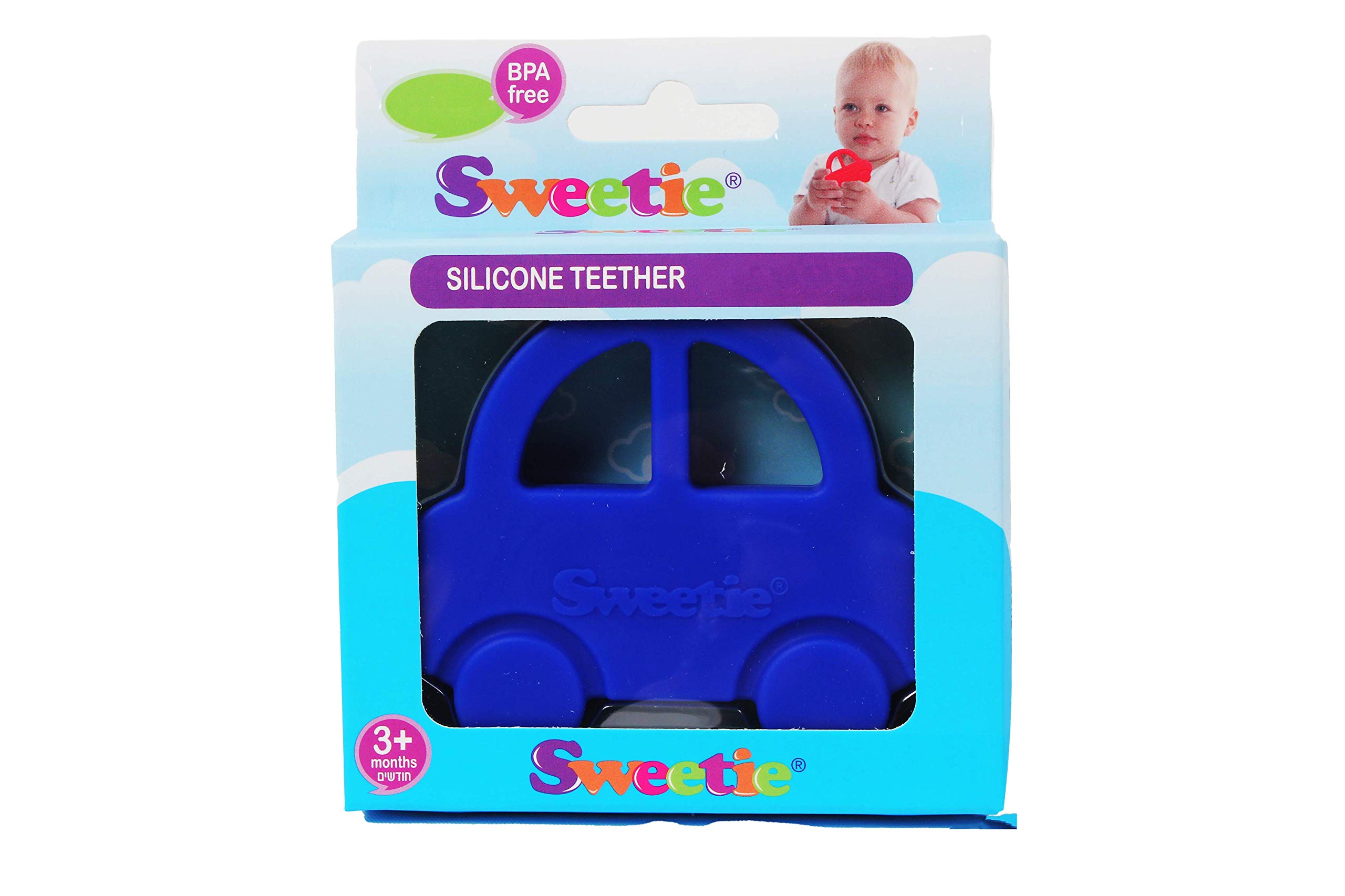 Sweetie Teether Teething Car Toys Silicone Teething for Babies Silicone for Baby Teething (Blue)