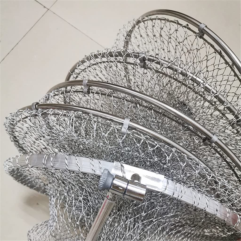 ZLVWB Fishing Net Handmade Grey Braided Line Hand Folding Quick-Drying Net Cages Stainless Steel Rings Gear (Color : 25cm 100cm)