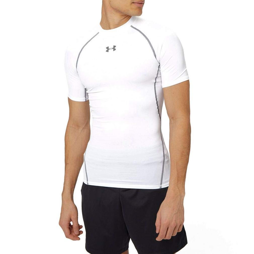 Under Armour Men's HeatGear Armour Short Sleeve Compression T-Shirt (as1, Alpha, m, Regular, Regular, Carbon Heather/Black 090)