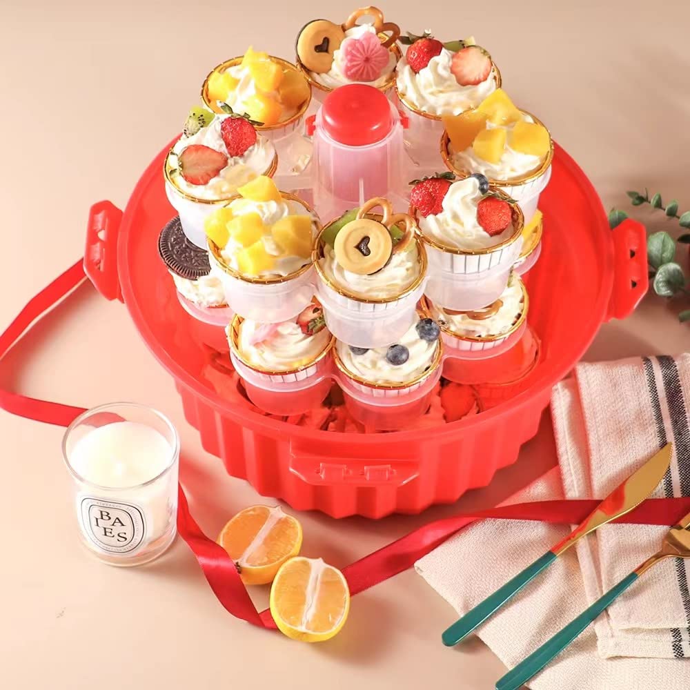 Wehome 3-Tier Cupcake Carrier,Cupcake Holder with Lid and Handle for 24 Cupcakes,Portable Cupcake Holder Cookie Carrier,Cupcake Transport&Storage Container,Christmas Baking Gifts for Bakers