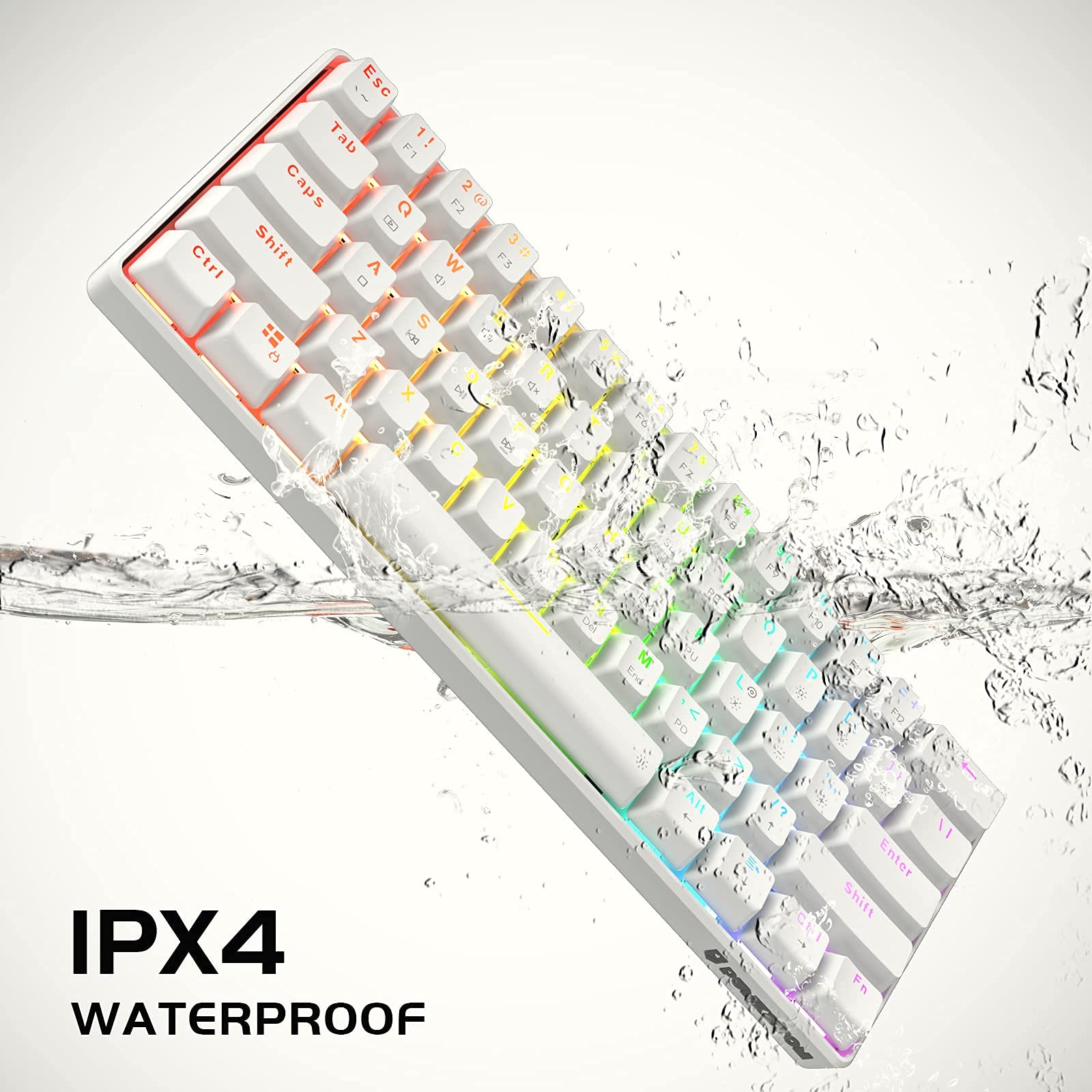 Punkston TH61 60% Mechanical Gaming Keyboard,RGB Backlit Wired Ultra-Compact Mini Mechanical Keyboard Full Keys Programmable White (Optical Brown Switch) (Renewed)