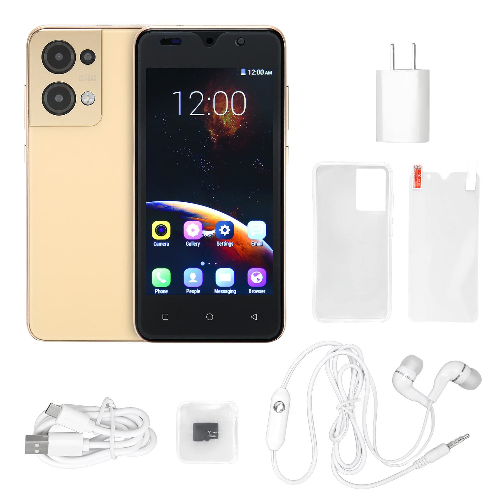 Smart Phones, HD Face Recognition Smart Phone GPS Navigation for Office (Gold)