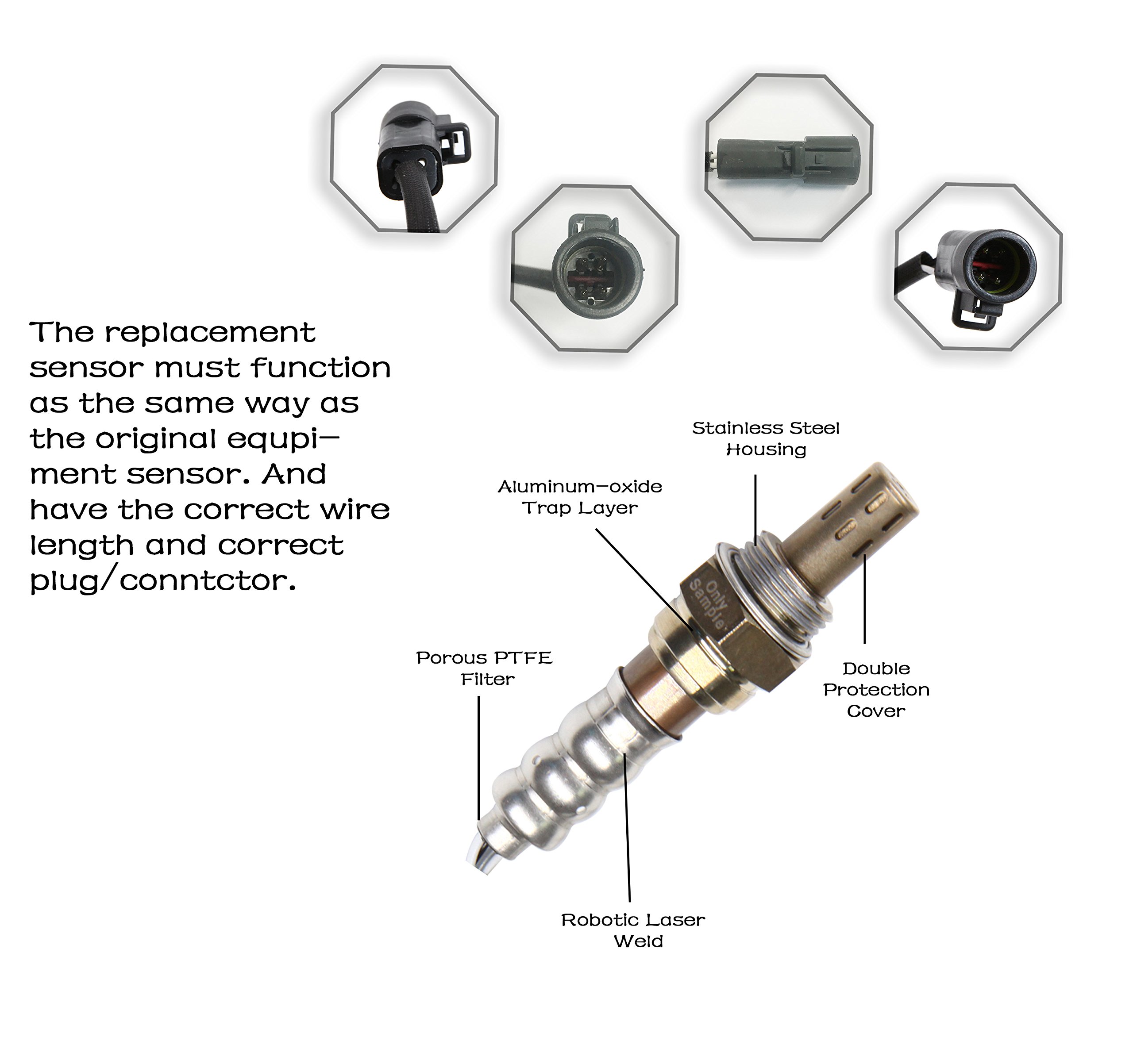 Oxygen Sensor O2 Sensor Front Rear Upstream Downstream for Ford, Lincoln, Mercury & Mazda - Ranger, Mustang, Expedition, Explorer, Escape, F150, Tribute Compatible with Bosch 15717 15718 (1PCS)