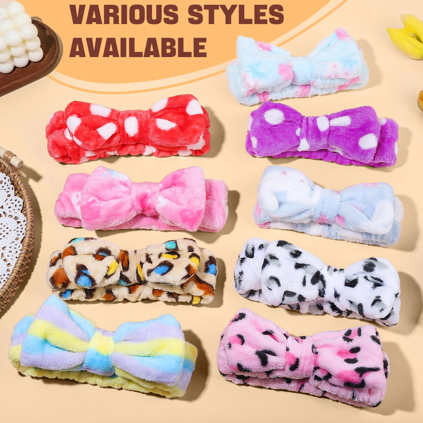 Teenitor Spa Headbands - 9Pcs Cute Bow Headbands for Women, Skincare and Makeup, Washing Face