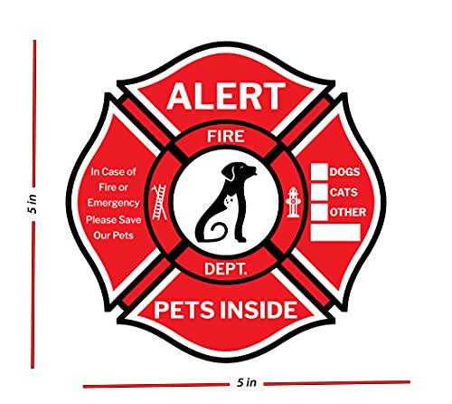 Pet Alert Sticker, Double-Sided, 6 Rescue Pet Decals, Pet Alert Stickers for House Home Window Pet Door-Emergency Pet Kit, UV Resistant-Waterproof