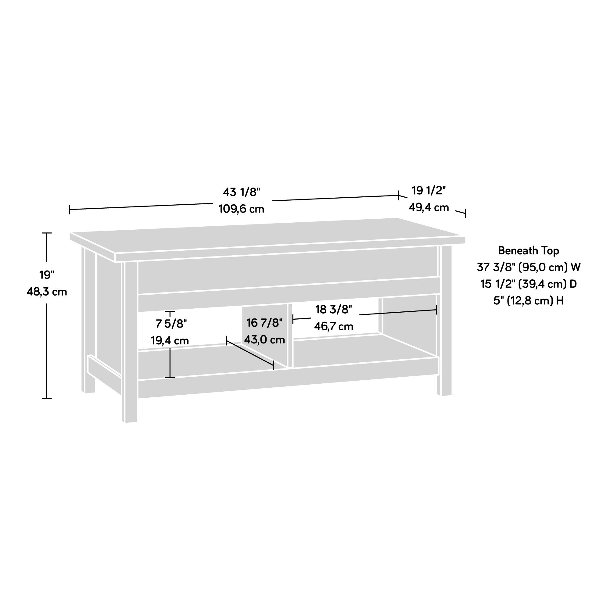 Sauder Cannery Bridge Lift Top Coffee Table, Mystic Oak finish