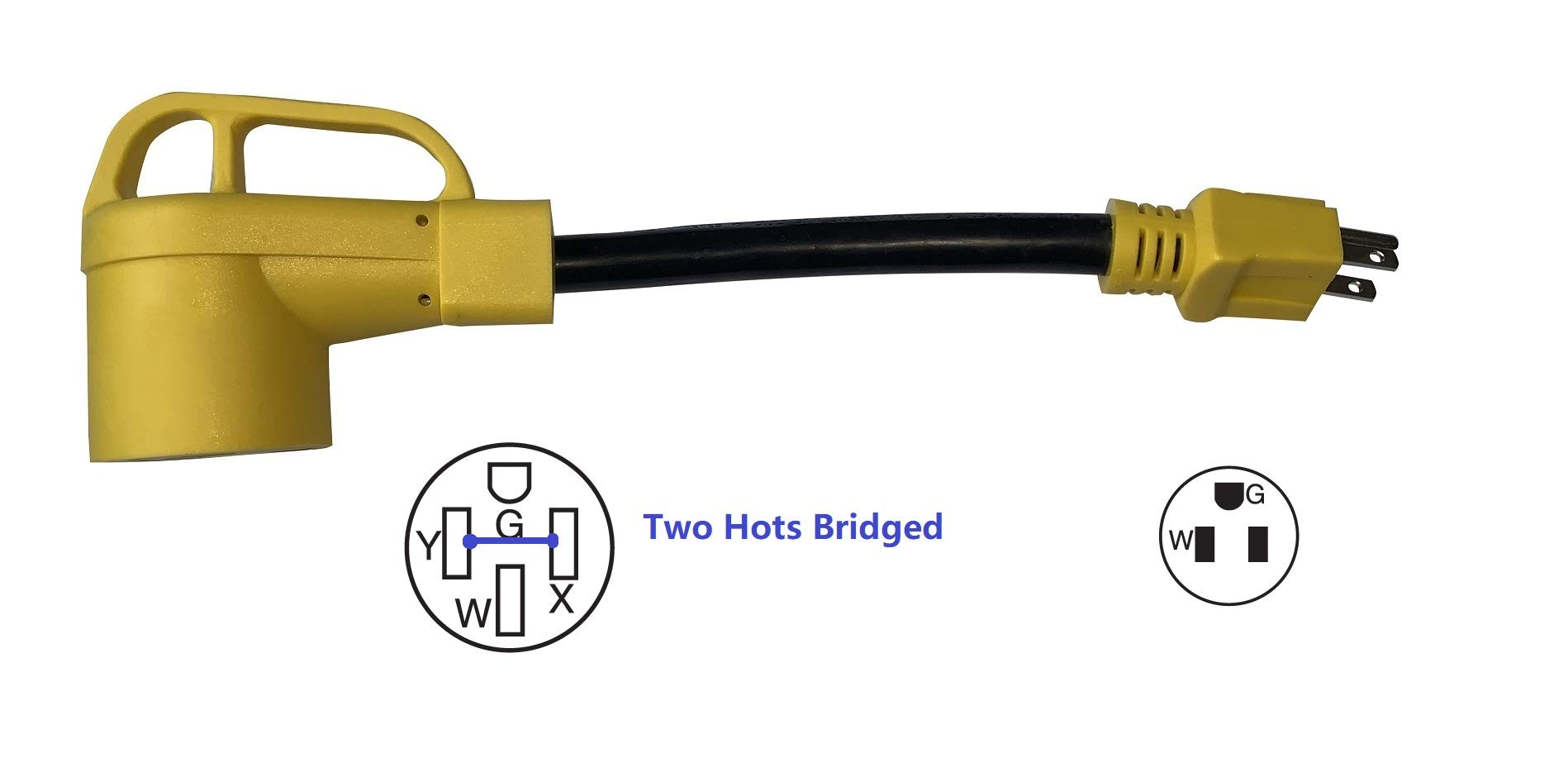 ONETAK NEMA 5-15P to 14-30R 120V 15 Amp Two Hots Bridged Welder Welding Power Cord Adapter Adaptor Connector Connecter