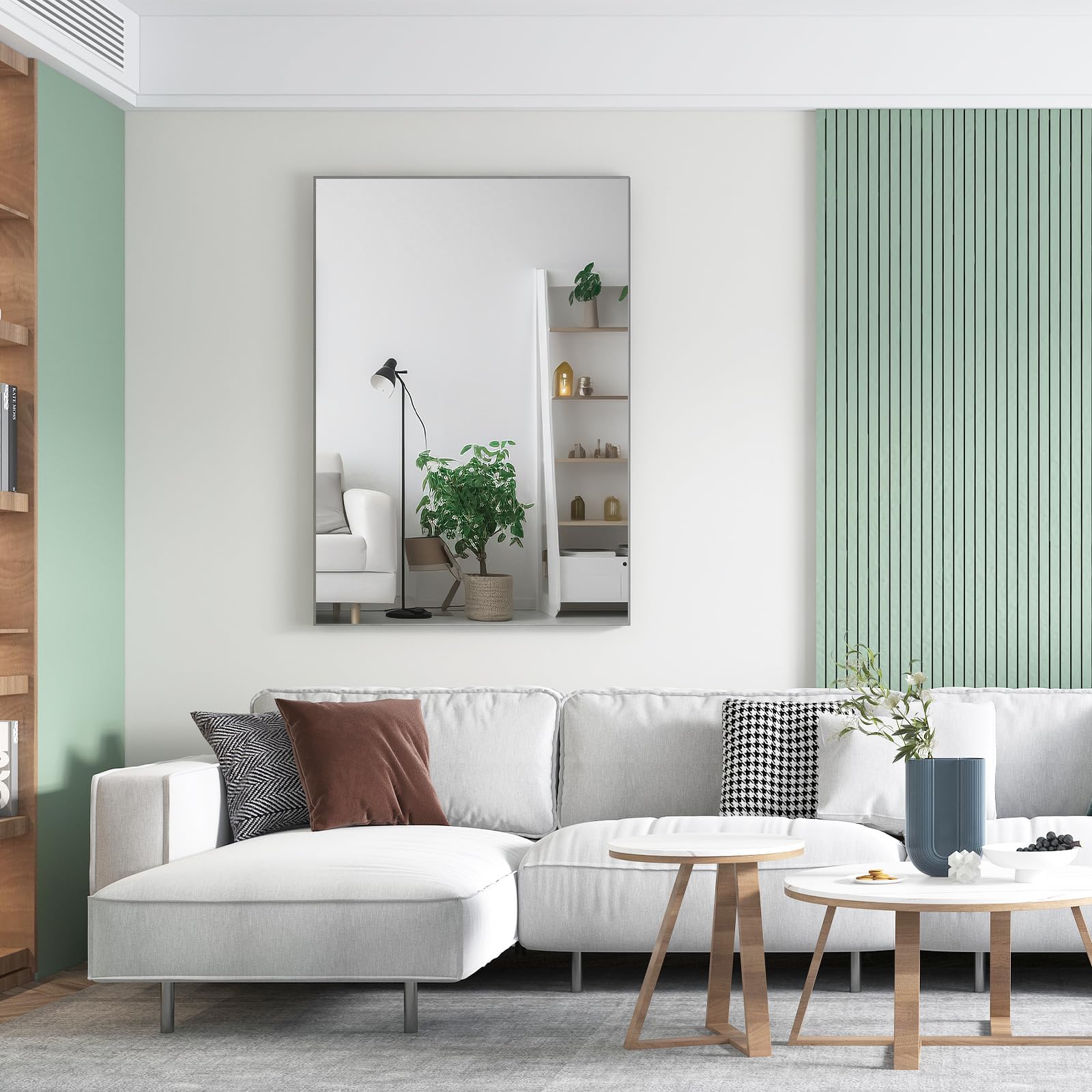 NIXRET Full Length Mirror ,frameless16 x 12in Glass Mirror Tiles (1 Piece) high Definition Wall Mirror Full lengthsquare Mirrors for Wall Wall Mirrors for Bedroom for Living Room, Door, Bathroom, Gym