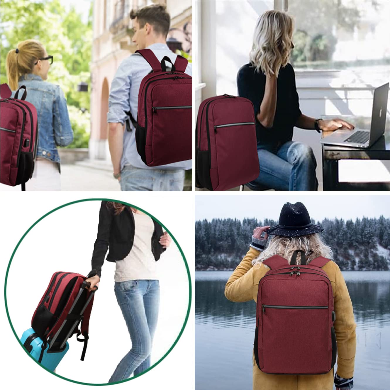 TITILT Laptop Backpack Fits 17 Inch Computer, Bussiness Travel Backpack with USB Charging Port and Anti Theft Pocket, Navy