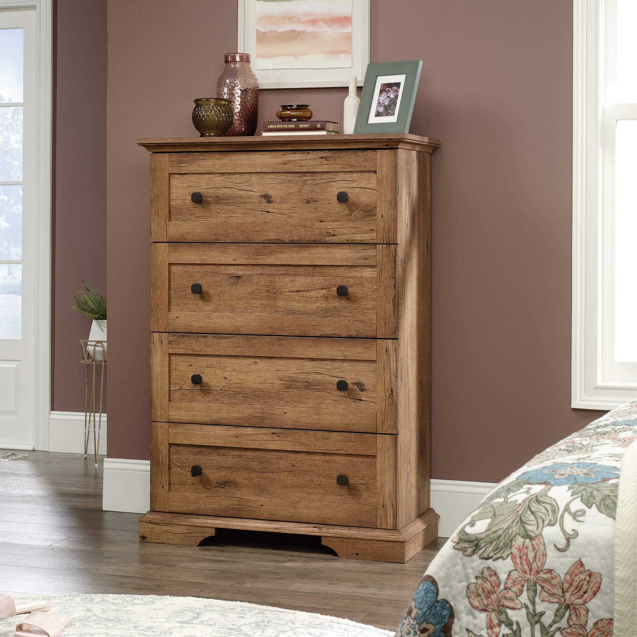 Sauder New Grange Dresser, L: 34.72" x W: 17.68" x H: 50.87", Vintage Oak Finish