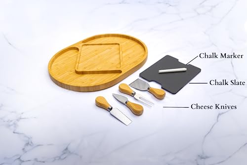 Taoware Bamboo Serving Platter with Cheese Knives for Charcuterie Board Premium Cheese Board for Housewarming Gift Practical Trays for Serving Food