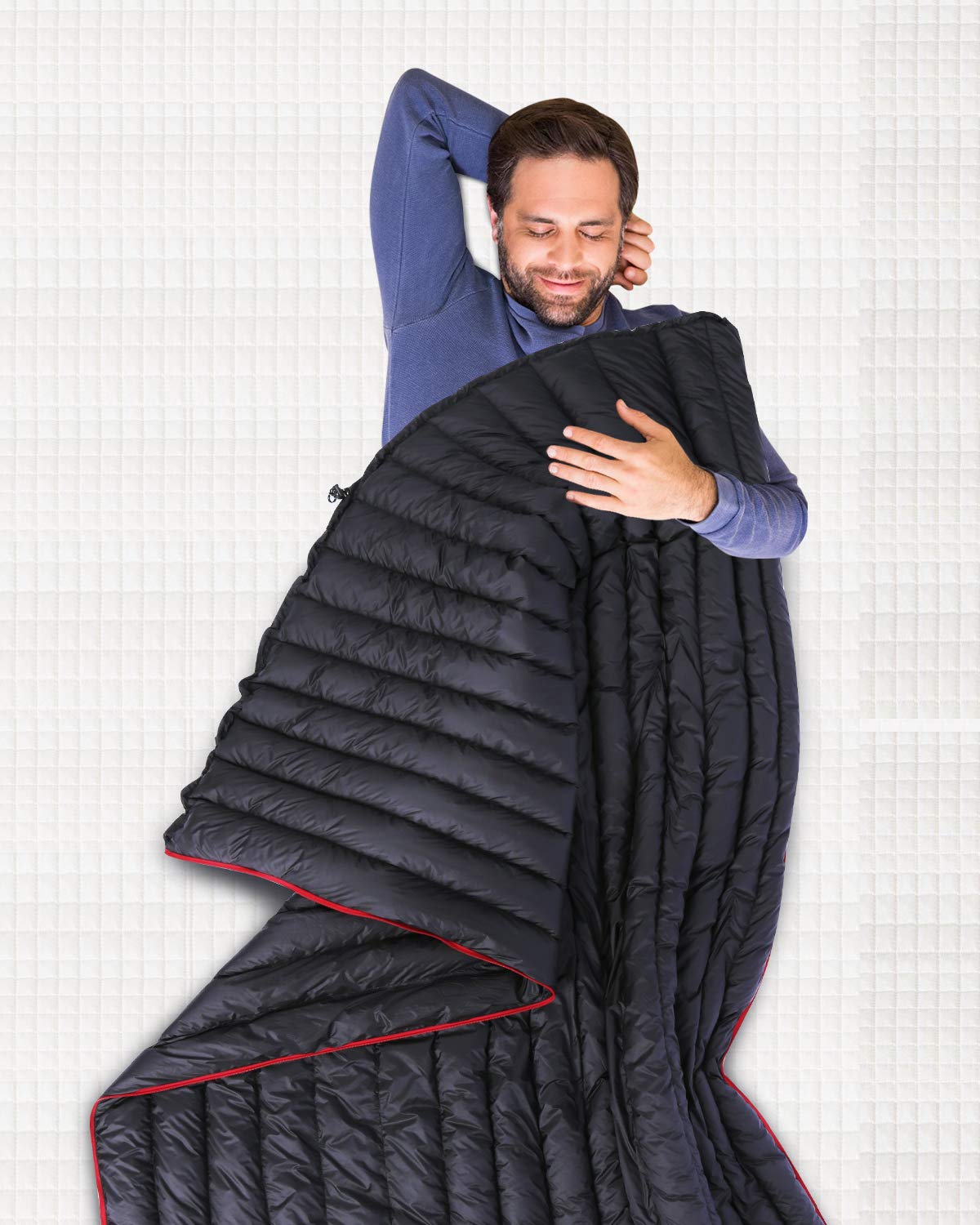 REDCAMP Ultralight Down Sleeping Bag for Backpacking, 78.7x31.5” Envelope 59 Degree F 800 Fill Goose Down Underquilt Great for Adults Camping Hiking, Black