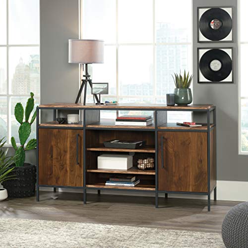 Sauder Nova Loft Credenza, L: 61.97" x W: 17.32" x H: 34.29", Grand Walnut Finish