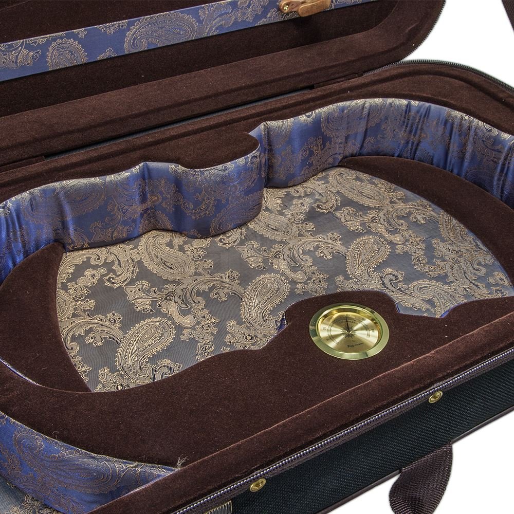 Paititi 16.5 inch Professional Oblong Shape Lighweight Viola Hard Case with Hygrometer Black/Brown