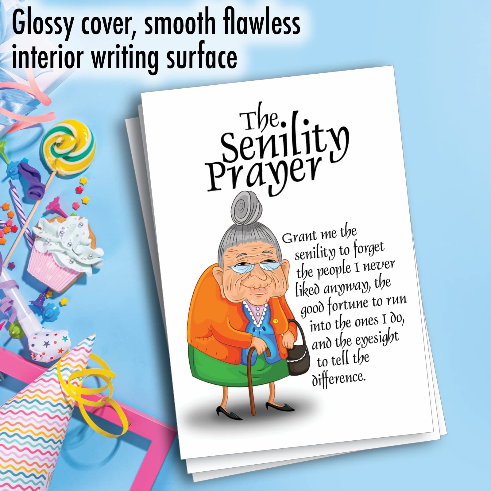 NobleWorks - Pack of 3 Hilarious Birthday Greeting Cards with Envelopes (1 Designs, 3 Each) - Senility Prayer C9046BDG-C3x1