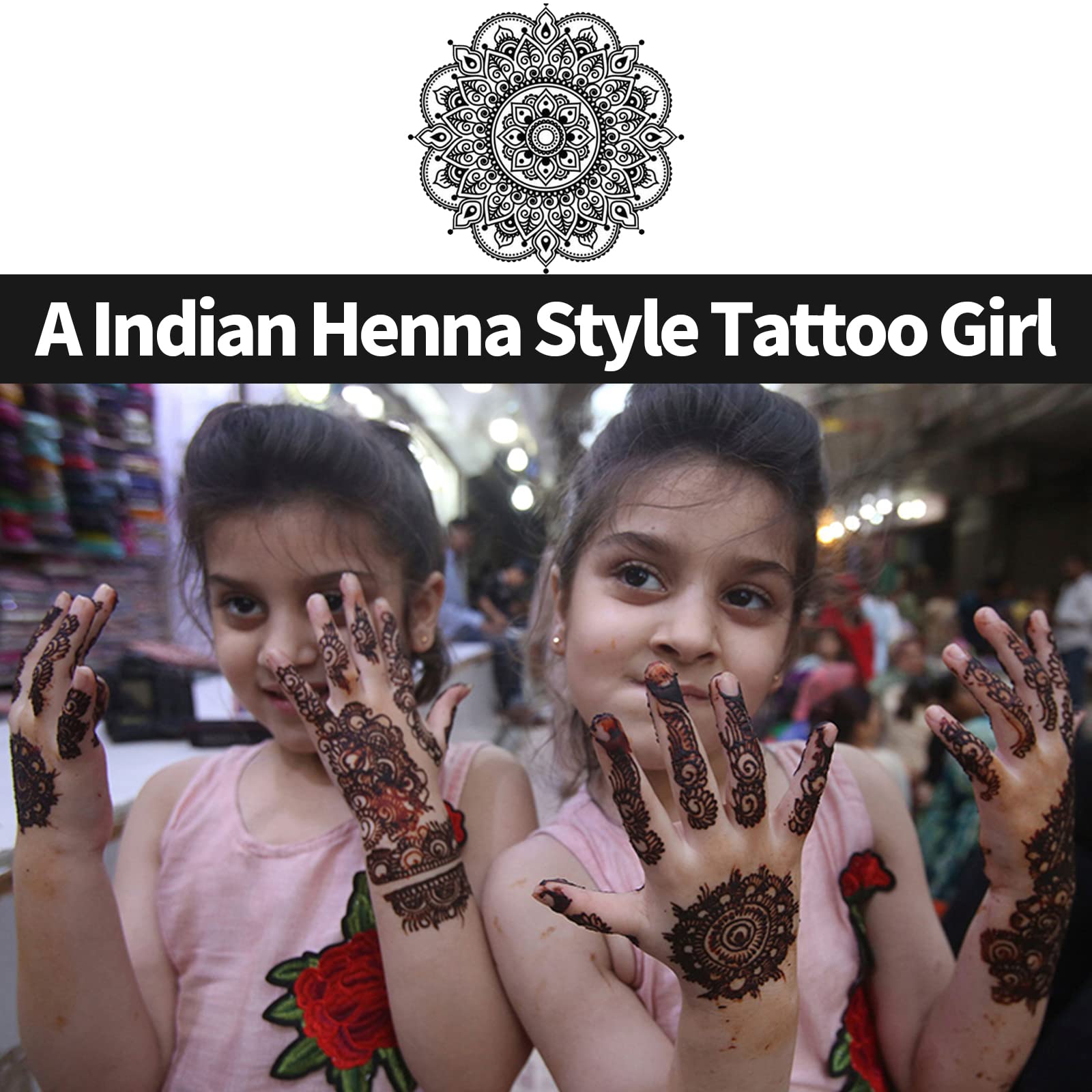 Temporary Tattoos Kit, 4Pcs Semi Permanent Tattoo Paste Cones, India Body DIY Art Painting for Women Men Kids, Summer Trend Freehand Plaste with 3 Colors,20Pcs Adhesive Stencil,1Pc Bottle,4Pcs Nozzles