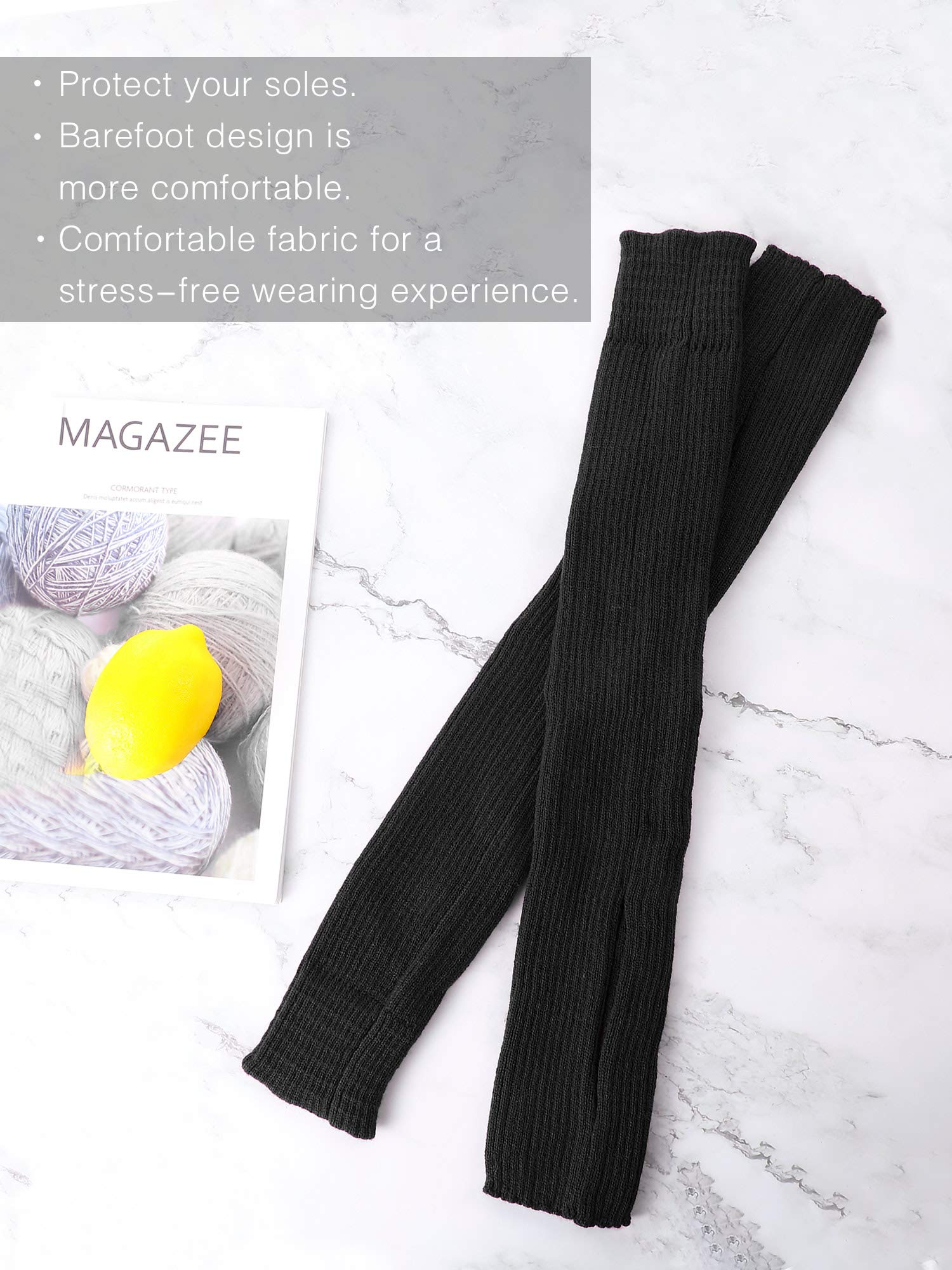 SATINIOR 2 Pairs Stirrup Leg Warmers Straight over the Knee Socks 21.65 Inch for Women (Black, Gray)