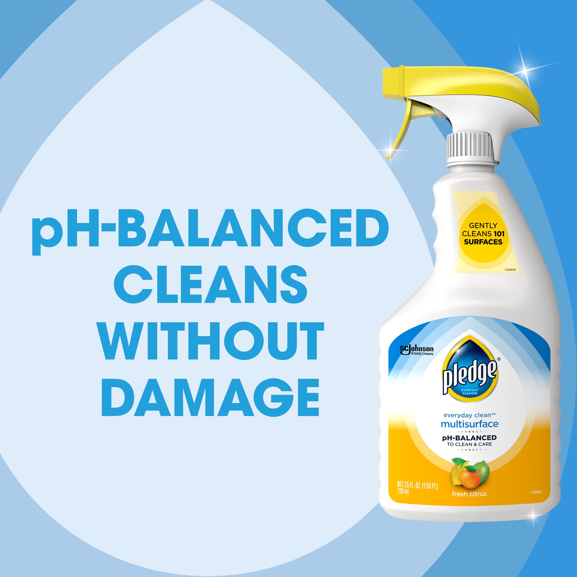 Pledge Multi Surface Cleaner Spray for Most Hard Surfaces, Everyday Clean, pH-Balanced, Fresh Citrus Scent, 25 oz (Pack of 3)