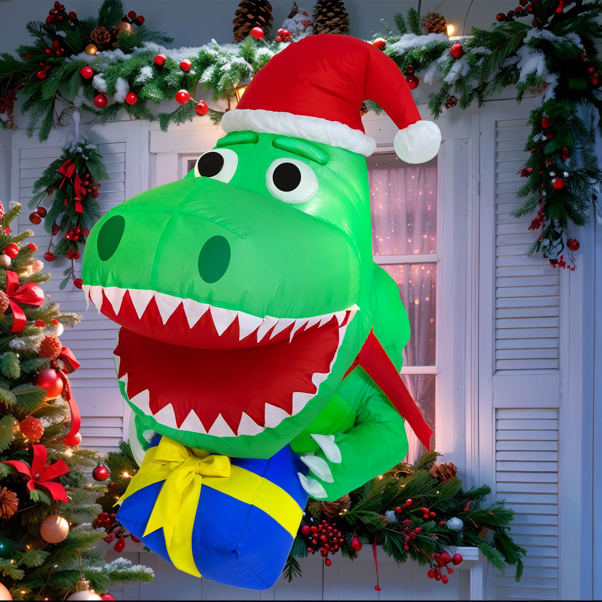 Presence Christmas Dinosaur with Build-in LED Lights for Window, Garden