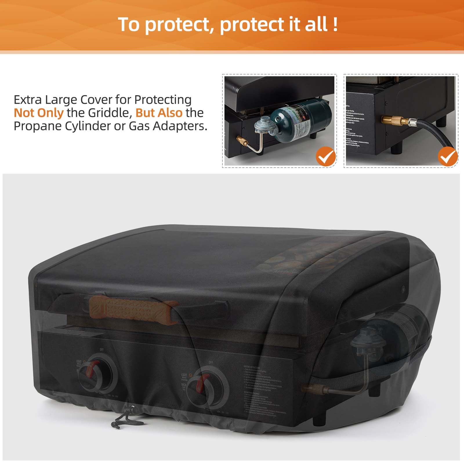 NOELIFE Griddle Cover for Blackstone 22 inch Tabletop Griddle with Hood, Propane Fuel Cylinder Can Be Covered Completely, Waterproof Grill Cover Outdoor BBQ Grilling Accessories (Cover Only)