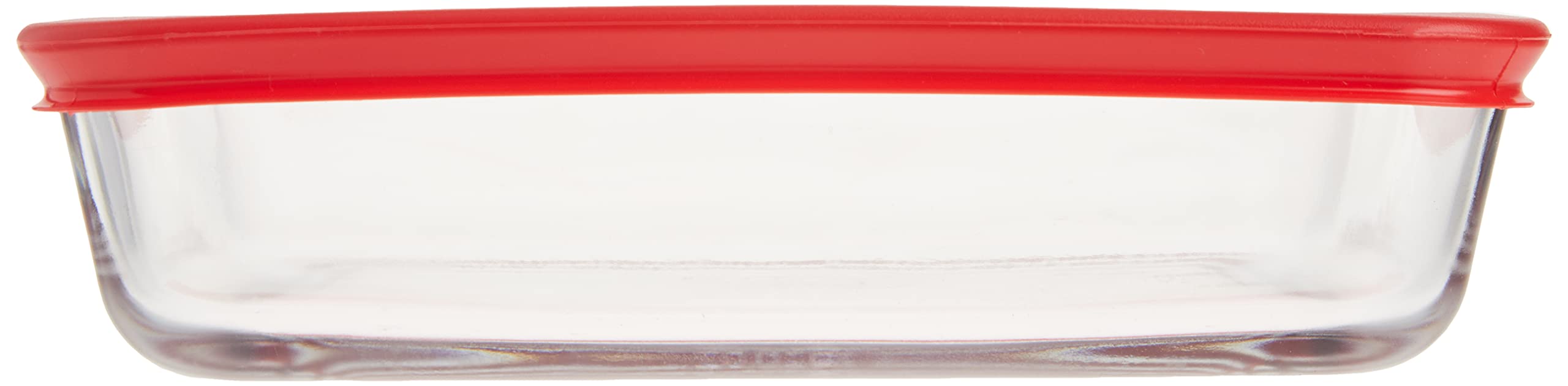 Pyrex 3-Cup Single Rectangular Food Storage Container with Lid, Non-Toxic, BPA-Free Lid, Tempered Non-Pourous Glass, Microwave, Dishwasher, Freezer and Oven Safe, Red (Pack of 2)