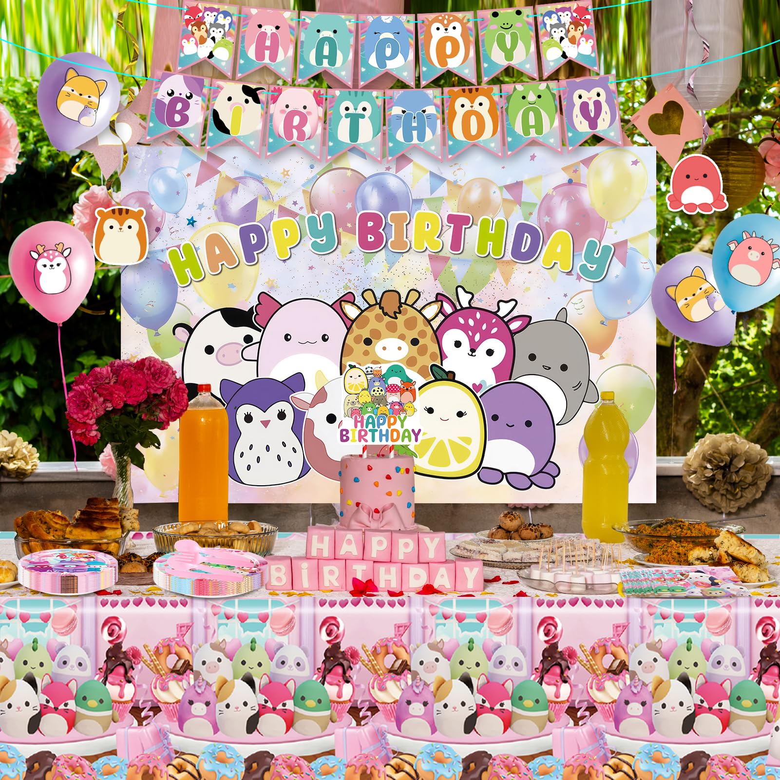 π’πΊπΎπ²πΌπ±πΆπͺπ΅π΅πΈππΌ Birthday Party Supplies - 151Pcs π’πΊπΎπ²πΌπ±πΆπͺπ΅π΅πΈππΌ Birthday Decorations include Banner Tablecloth Backdrop Ballons Cupcake Cake Toppers Tableware Hanging Swirls
