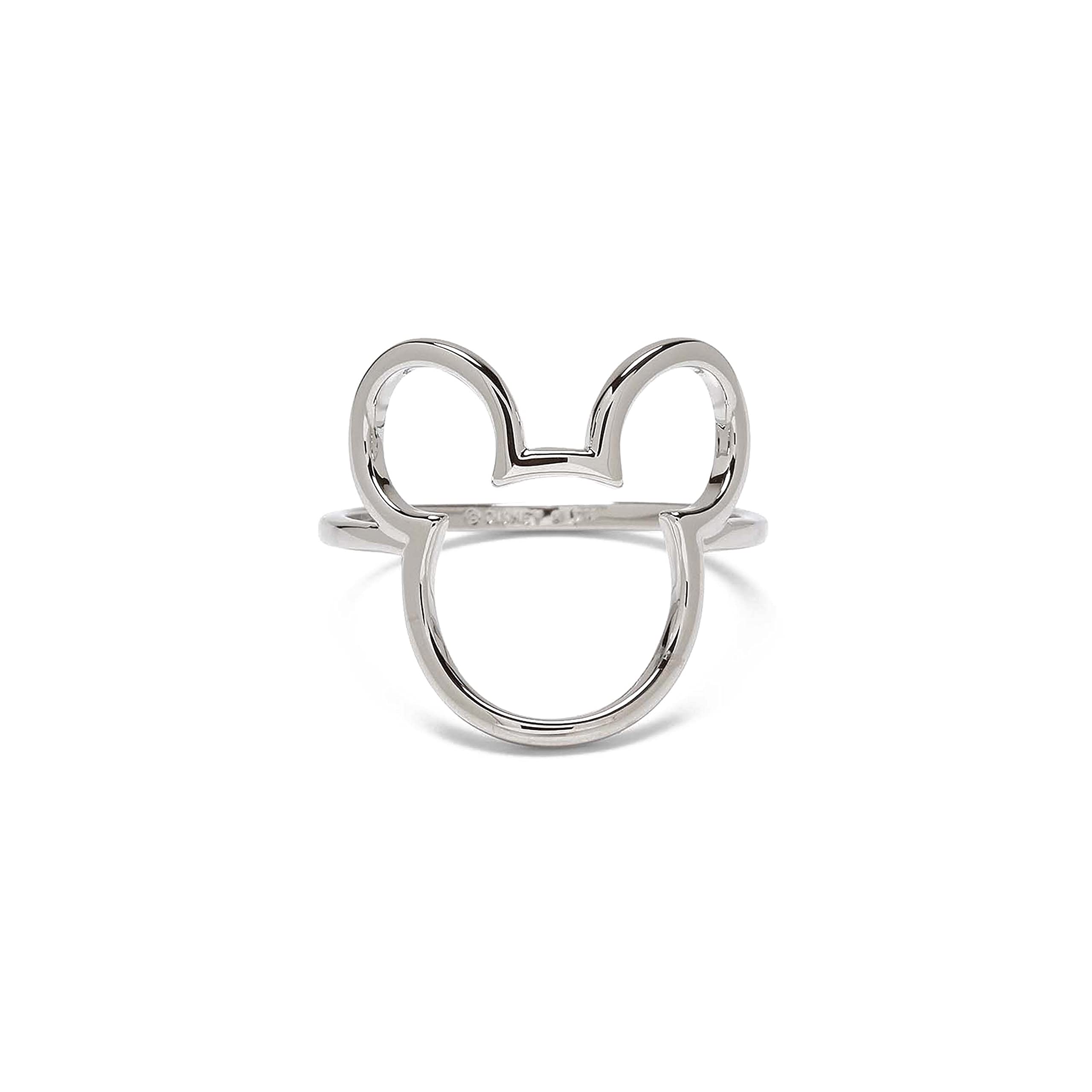 Pura Vida Silver Plated Disney Mickey Mouse Outline Ring - Brass Base, Rhodium Plating - Size 8