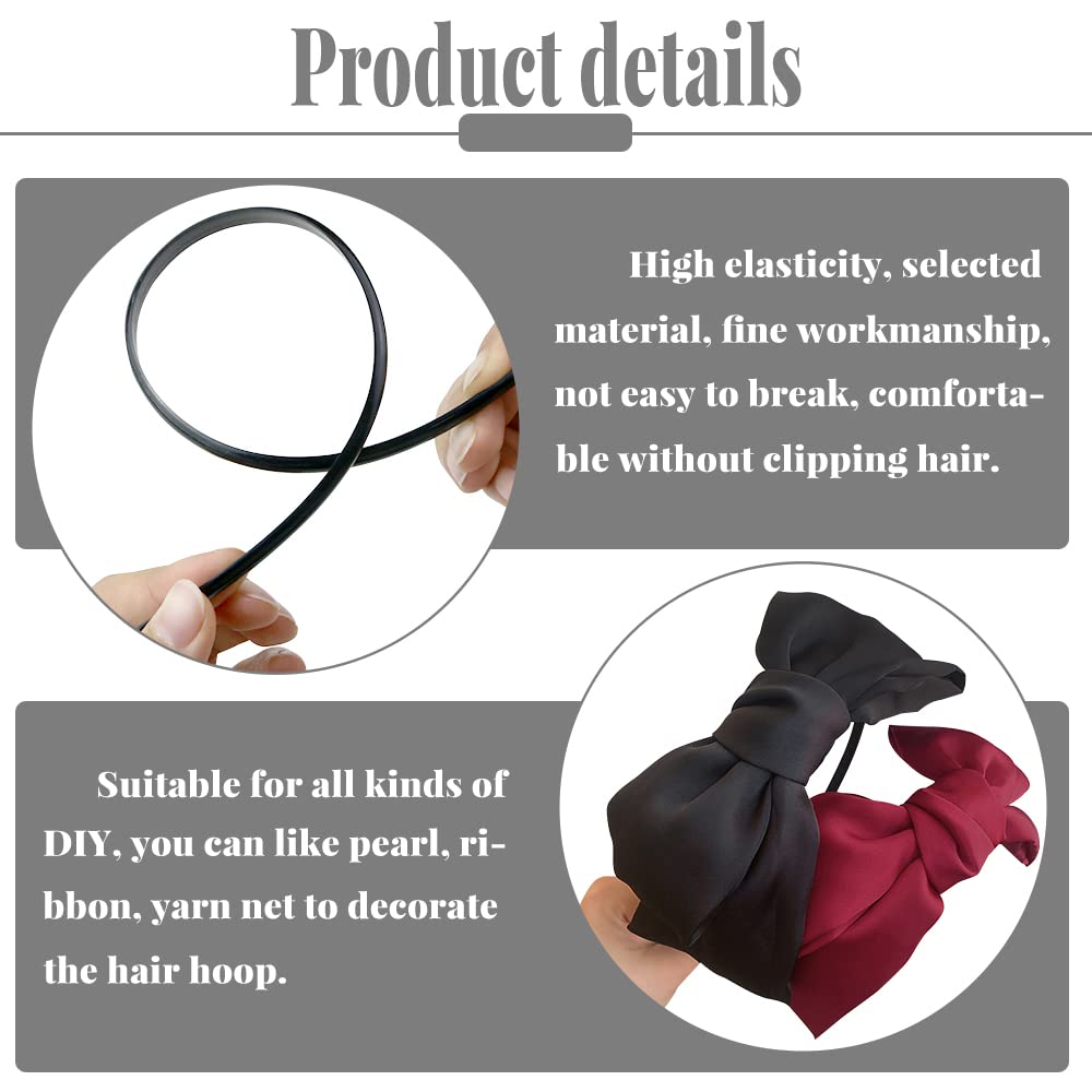Oruuum 72 pcs Plastic Hair Headband, DIY Black Headband Without Teeth For Women And Girls(7mm).