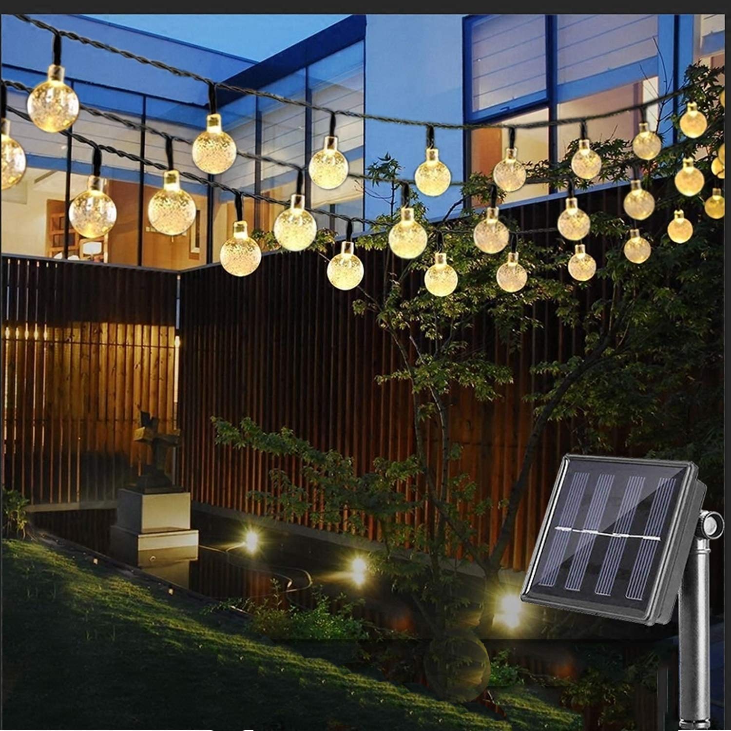 Solar String Lights Outdoor, 50 LED 24.6Ft Crystal Balls Waterproof Globe Solar Powered Fairy String Lights for Bedroom Garden Yard Home Patio Wedding Party Holiday Decoration
