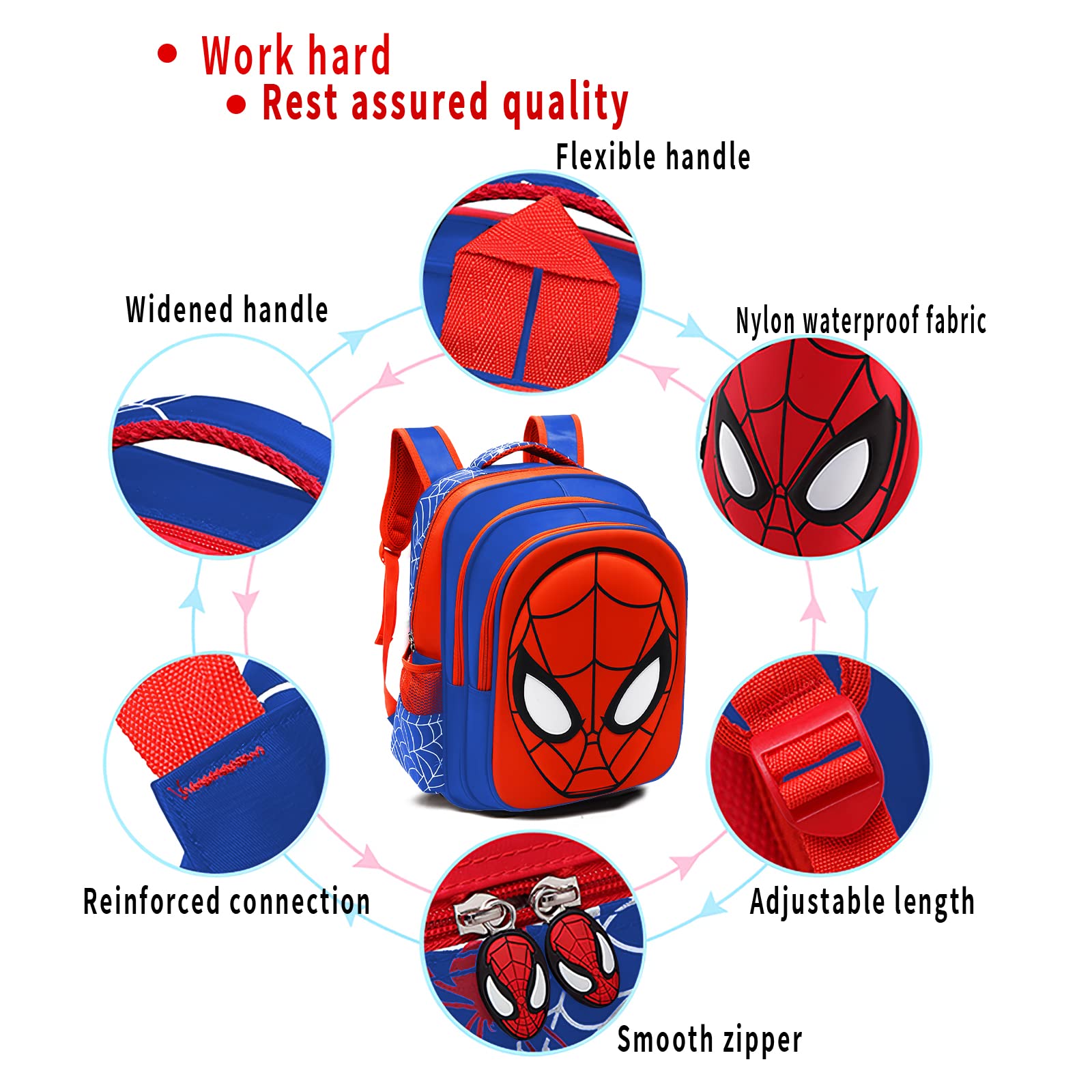 Toddler School Backpack 3D Comic Schoolbag Waterproof Lightweight Backpack for Elementary Student Schoolbag Kids(Blue M)