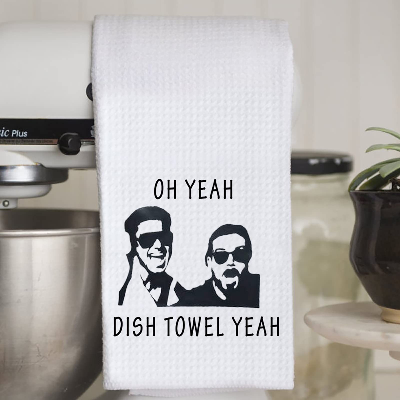 WCGXKO Funny Music Pun Decorative Flour Sack Dish Towel Oh Yeah Dish Towel Yeah Kitchen Towels Tea Towel (Dish Towel Yeah)
