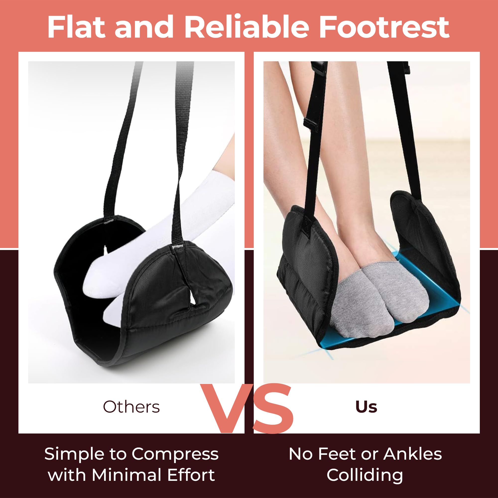 Swool Airplane Footrest: Elevate Your Travel with Compact & Portable Hammock Leg Comfort - Thickened Memory Foam for Support & Relaxation - Ideal for Flying, Office, and Bus Travel!
