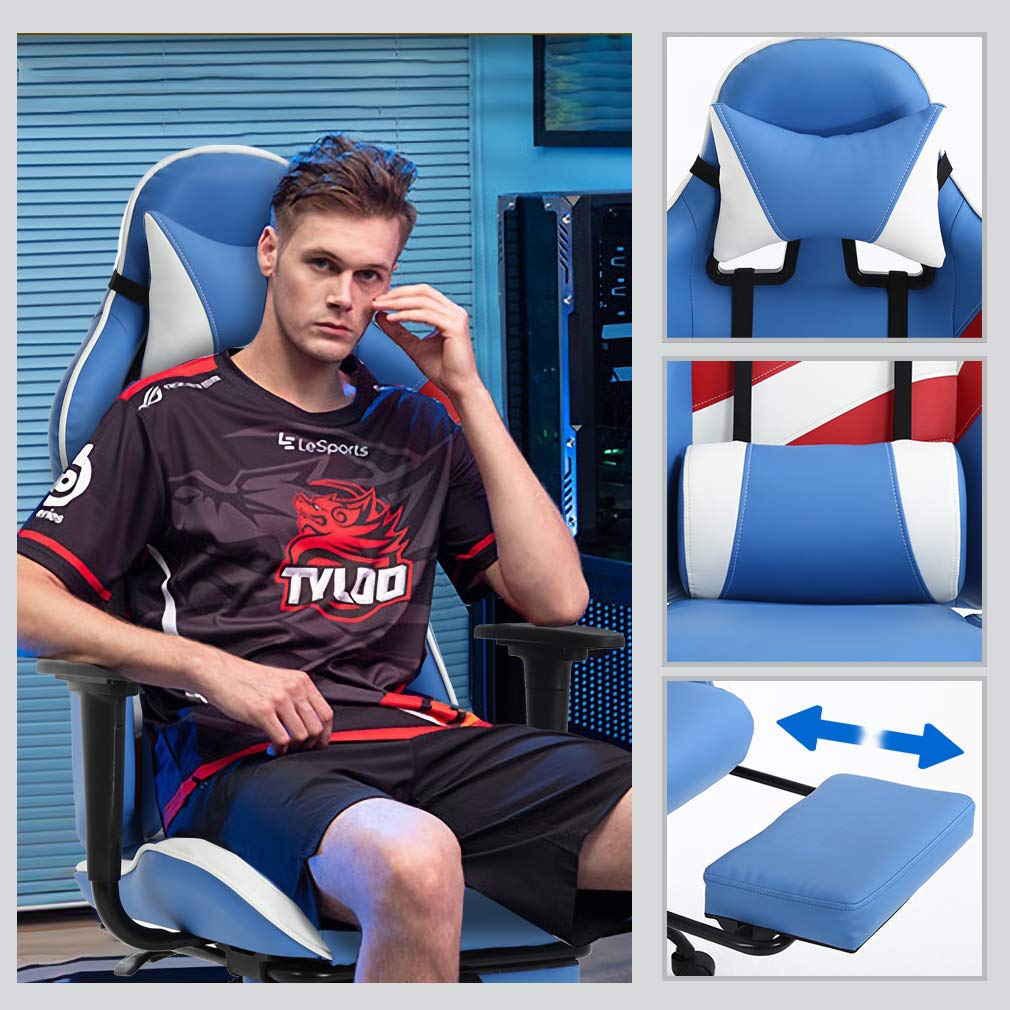 PC Gaming Chair Ergonomic High-Back Office Chair Cheap Desk Chair Executive PU Leather Racing Rolling Swivel Computer Chair with Lumbar Support for Women&Men