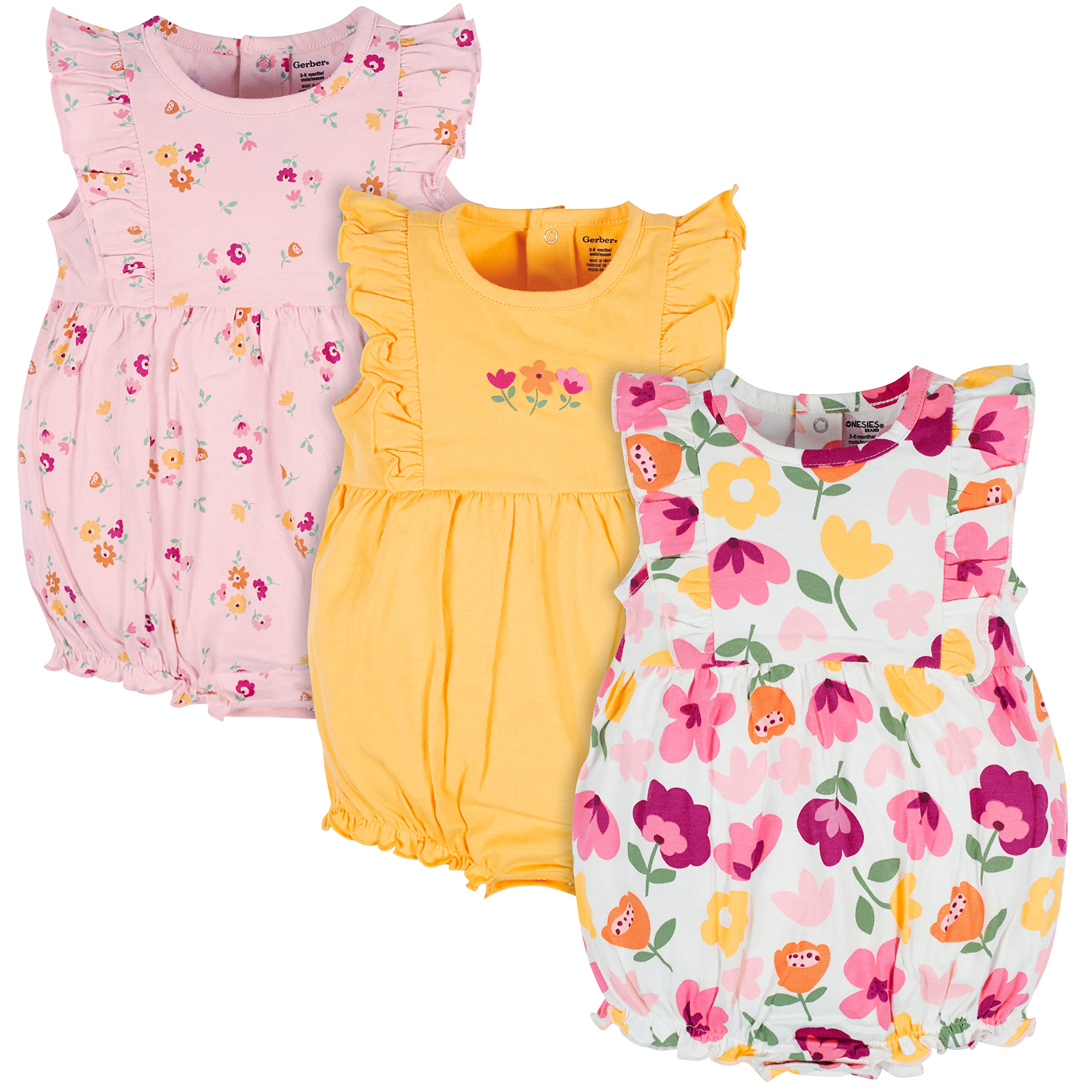 Onesies Brand Baby Girls 3-Pack Romper, Fox, 24 Months