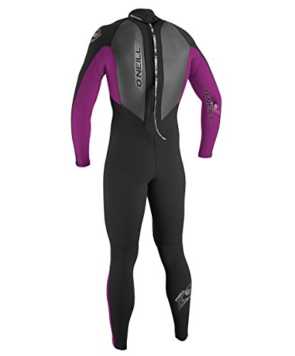 O'Neill Youth Reactor 3/2mm Back Zip Full Wetsuit, Black/Pink/Graphite, 4
