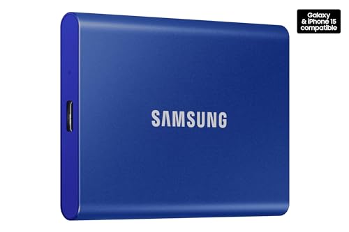 SAMSUNG T7 Portable SSD, 2TB External Solid State Drive, Speeds Up to 1,050MB/s, USB 3.2 Gen 2, Reliable Storage for Gaming, Students, Professionals, MU-PC2T0H/AM, Blue