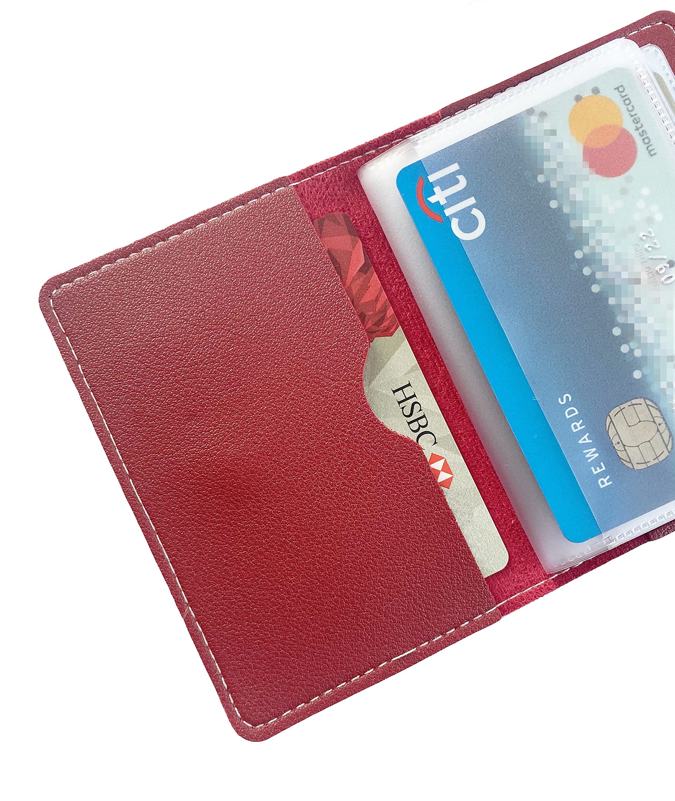 Sanzeon Credit Card Holder Wallet, PU Leather Business Card Organizer with 26 Card Slots, Debit Card Protector Organizer Case (Red)