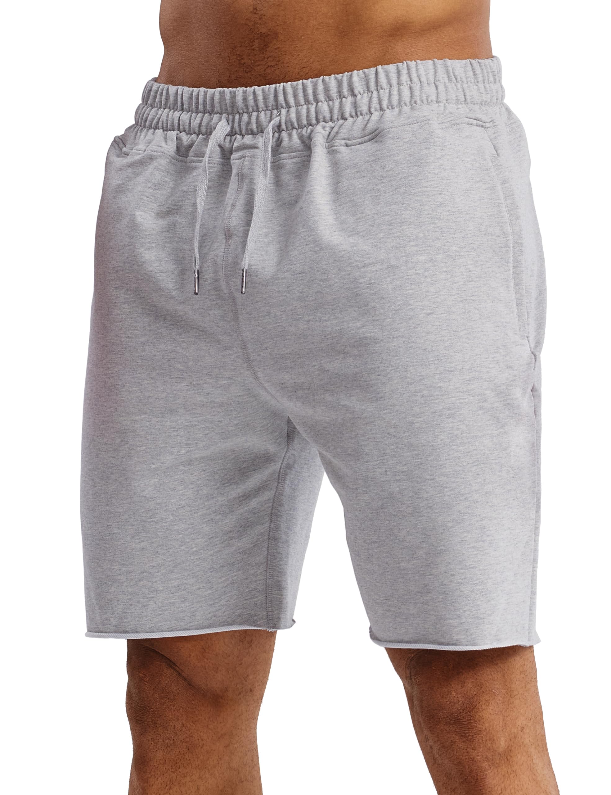 Ouber Men's 7'' Gym Workout Sweat Shorts Bodybuilding Running Training Jogging Shorts Grey,L
