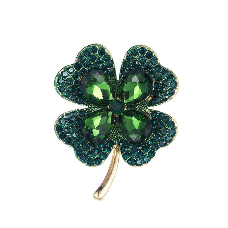 Trafford2009MU Large Classic Shining Shamrock St Patrick's Day Celtic Ireland Enamel Pin Badge Brooch, Green, 50mm x 40mm