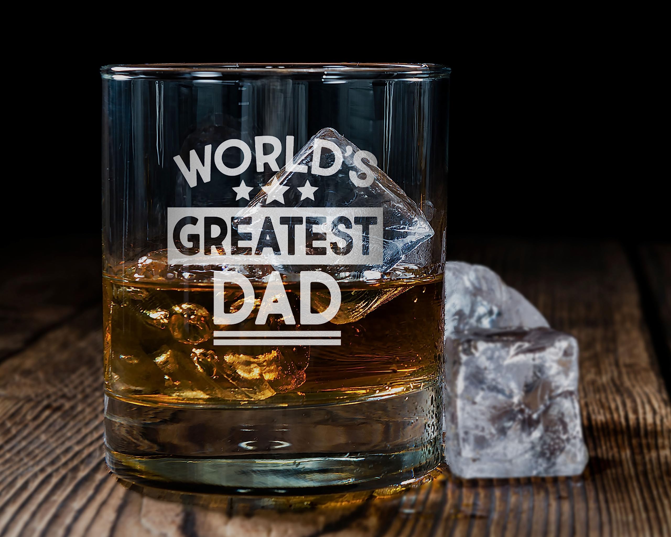 WORLD'S GREATEST DAD Custom Personalized Whiskey Glass - Laser Engraved Etched Funny Gift for Dad Uncle Grandpa