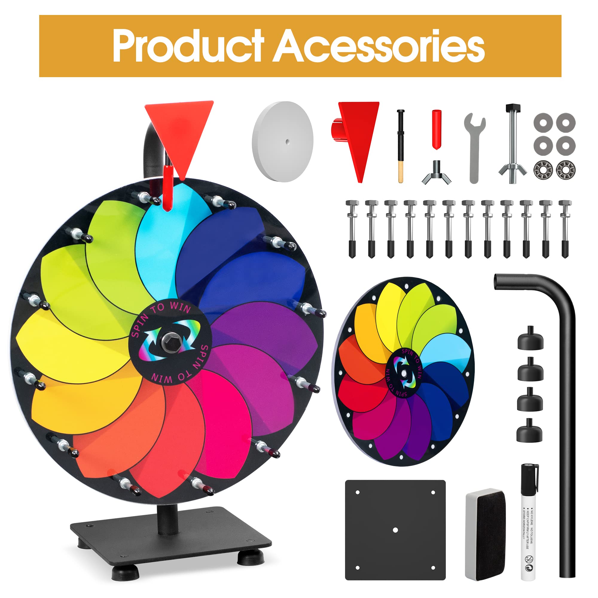 XvmeiMym 12 inches Spinning Prize Wheel, 12 Slots Tabletop Spinner - Heavy Duty Base Roulette Wheel for Carnival, Trade Show, Win Fortune Spin Games