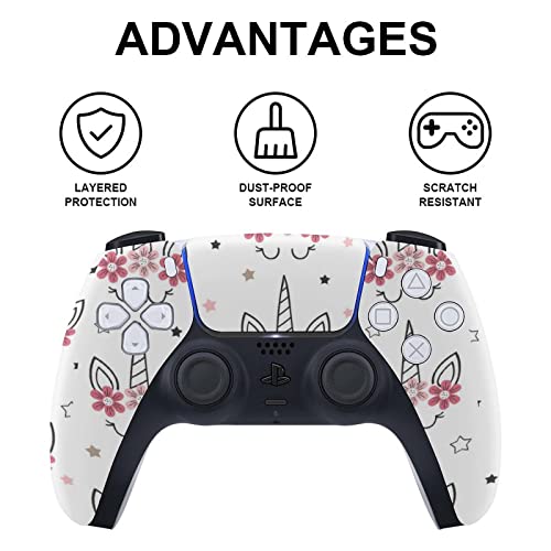 Unicorn Face and Cloud Full Protective Skin Cover Design Wrap Decal Sticker Compatible with PS5 Digital Edition Console and Controller