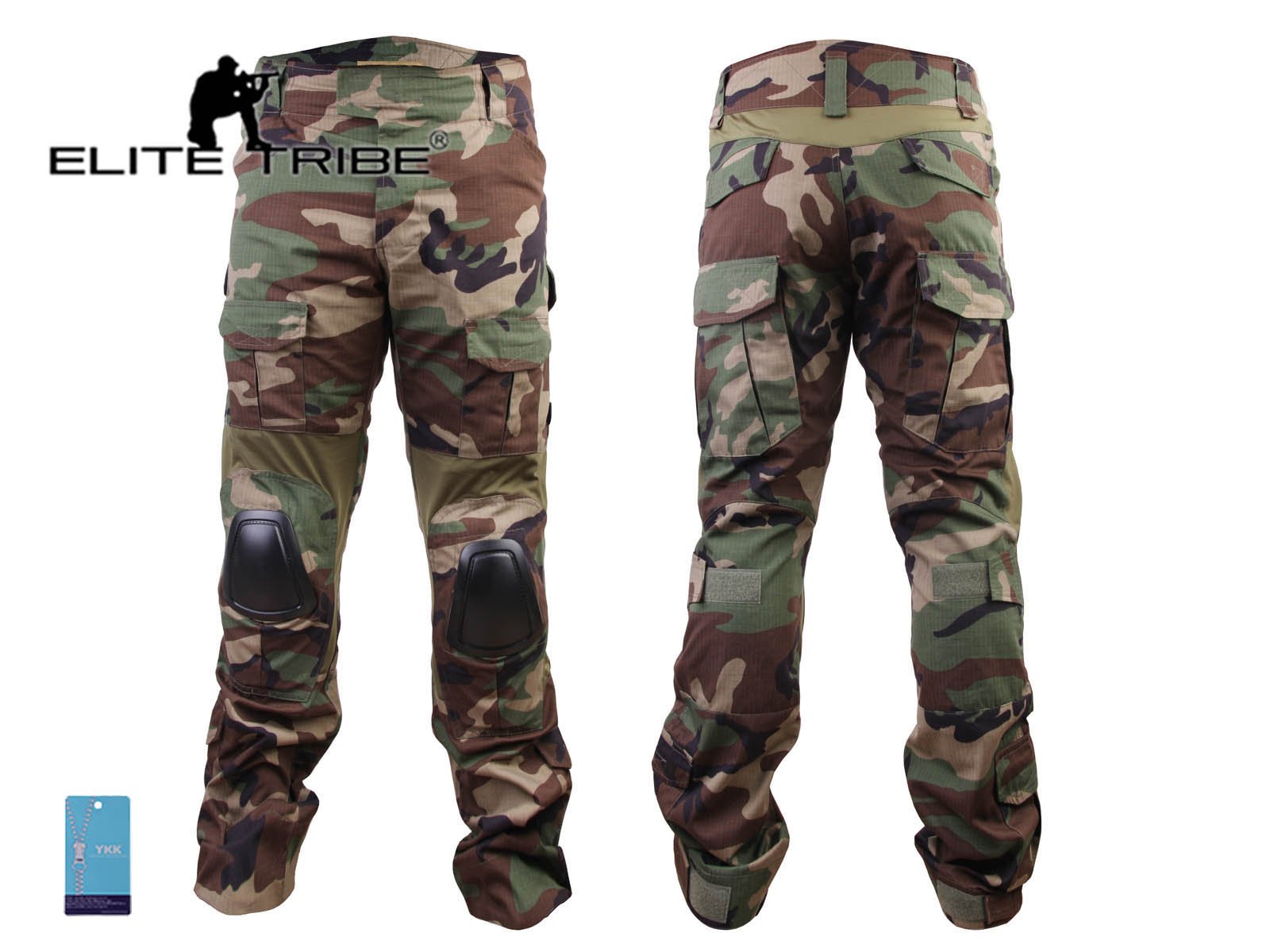 Paintball Equipment Men Airsoft Hunting Combat BDU Pants Gen3 Tactical Pants with Knee Pad Woodland (L(34))
