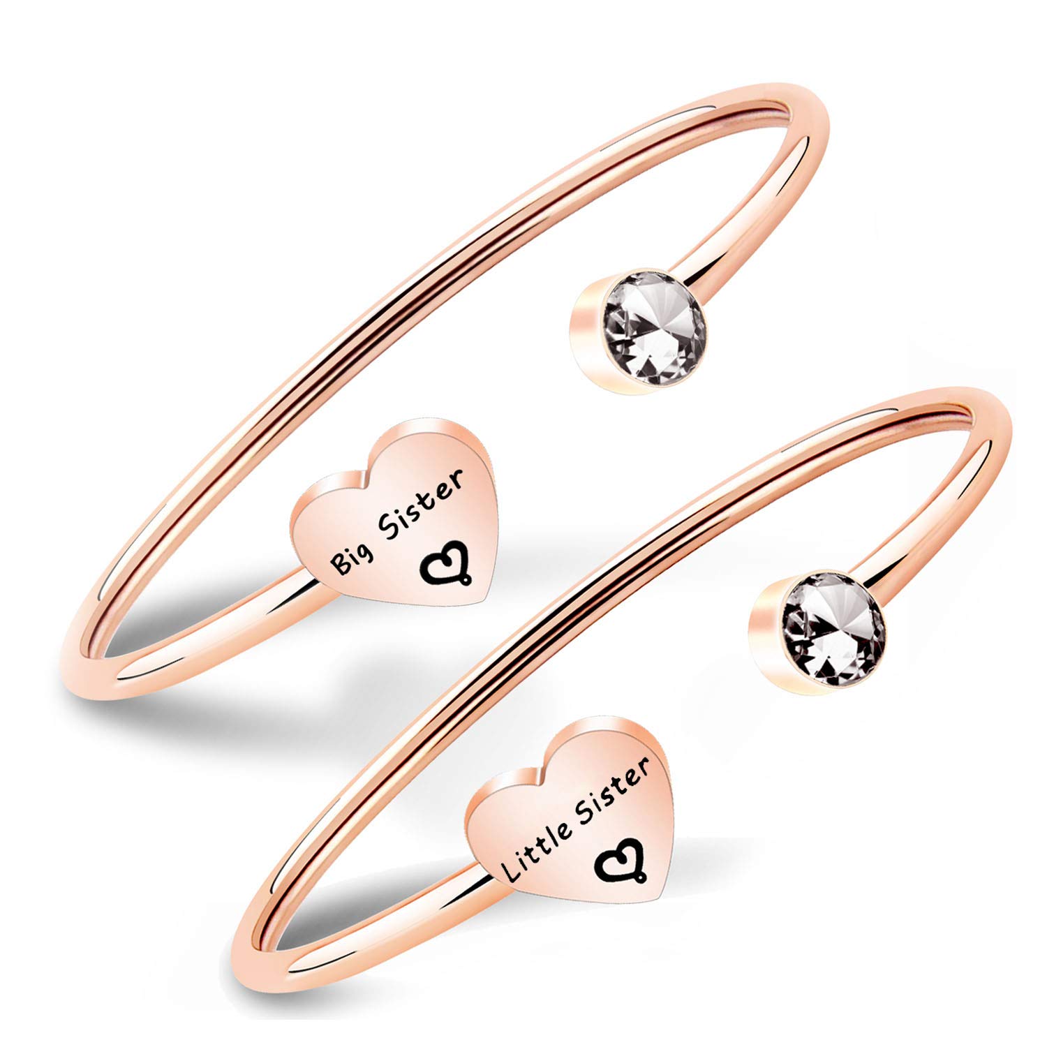 PLITI Big Sis Little Sis gifts Sister Bracelets for 2 Friendship Bracelets (Rose gold 2 Pieces)