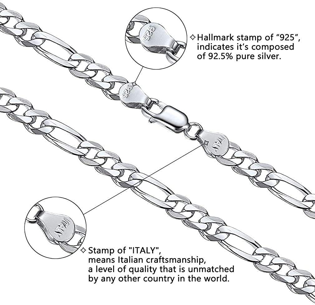 Savlano 925 Sterling Silver 3.5mm Italian Solid Figaro Link Chain Necklace Comes With a Gift Box For Men & Women - Made in Italy (18, 3.5)